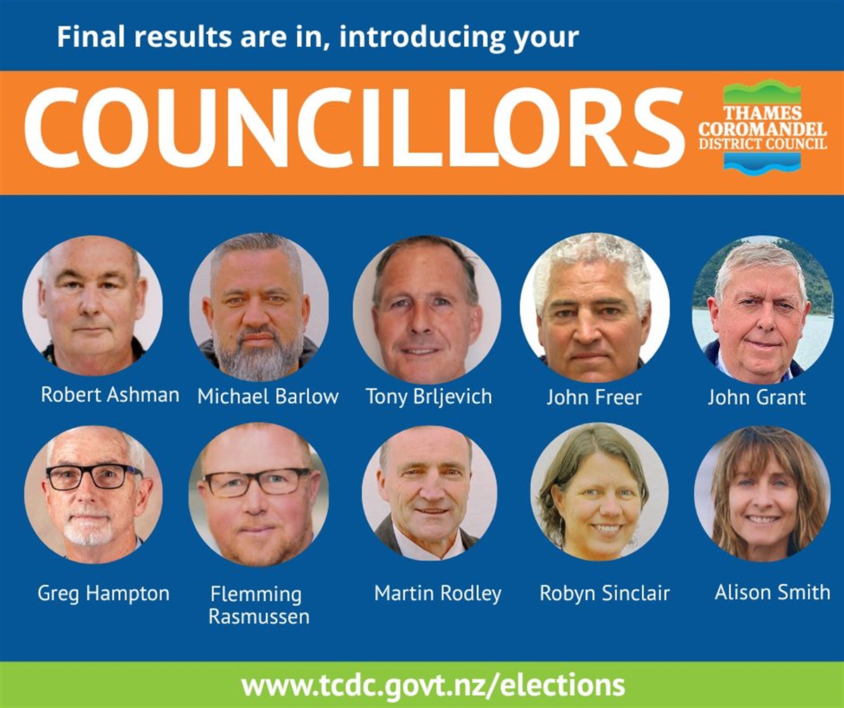 Thames-Coromandel Mayor, Councillors and Community Boards confirmed | TCDC